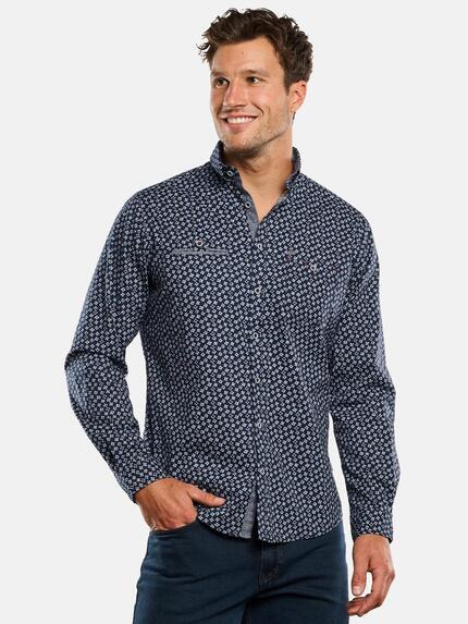 Herren engbers Langarm-Hemd gemustert in Blau kaufen 34091 | engbers.com