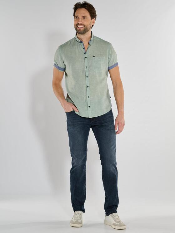 Herren engbers Kurzarm-Hemd mit Leinenanteil in Grün kaufen 36589 ...