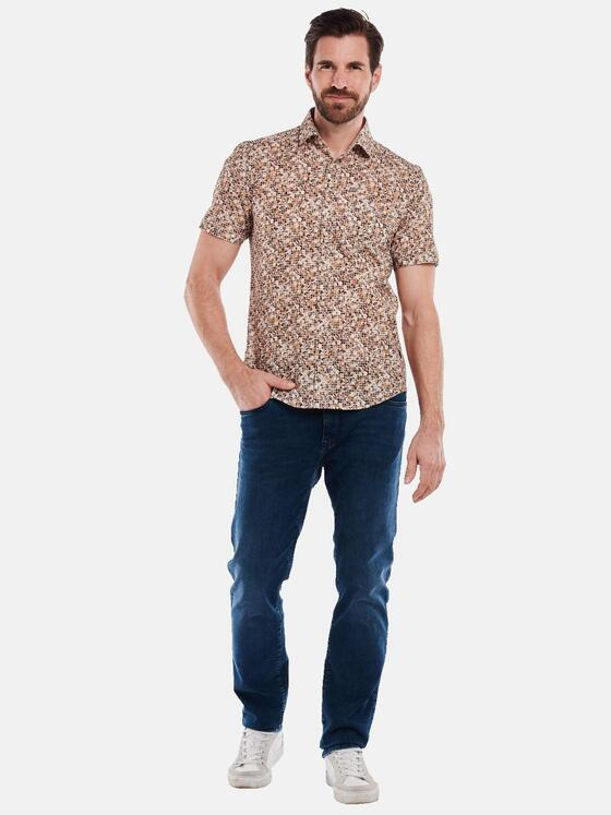 Herren engbers Kurzarm-Hemd gemustert in Braunbeige kaufen 34941 ...